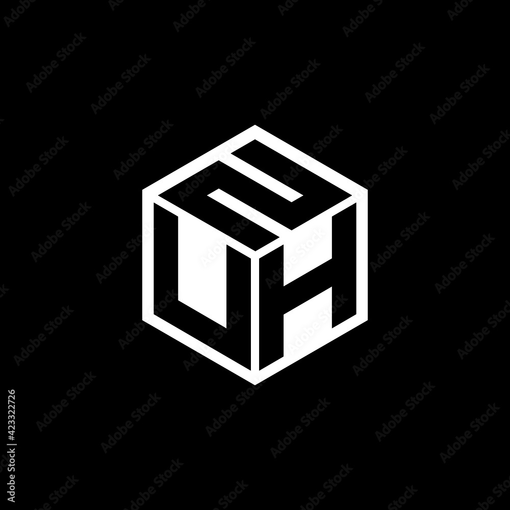 UHN letter logo design with black background in illustrator, cube logo ...