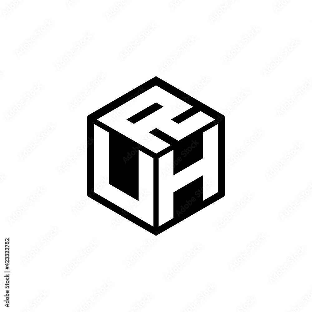 UHR letter logo design with white background in illustrator, cube logo ...