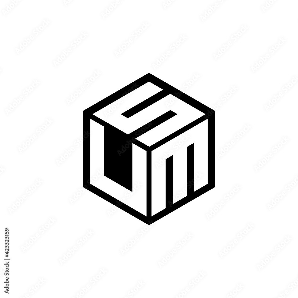 UMS letter logo design with white background in illustrator, cube logo ...