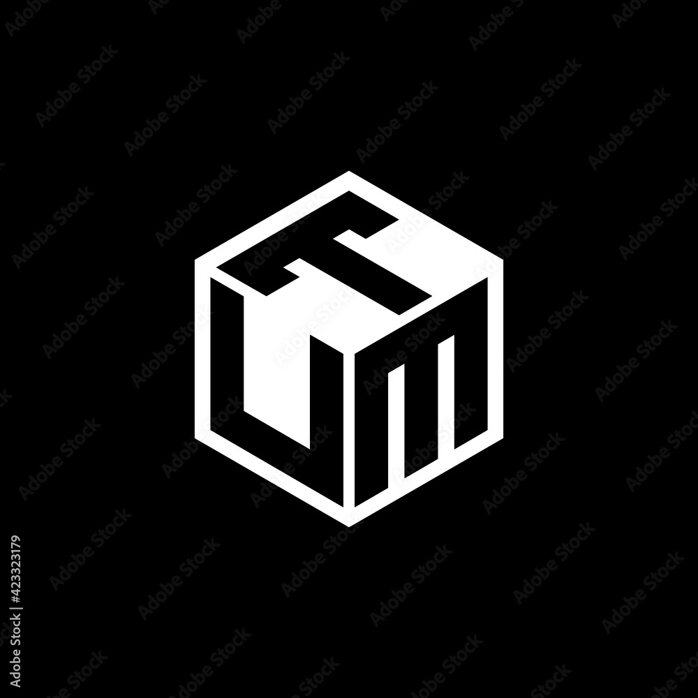 UMT letter logo design with black background in illustrator, cube logo ...