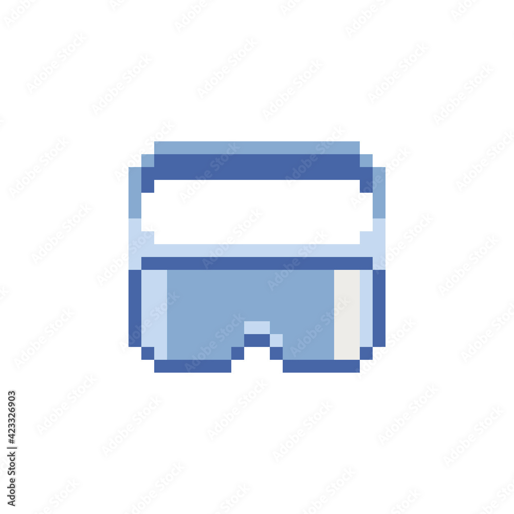 Medical laboratory goggles, protection working glasses pixel art icon ...