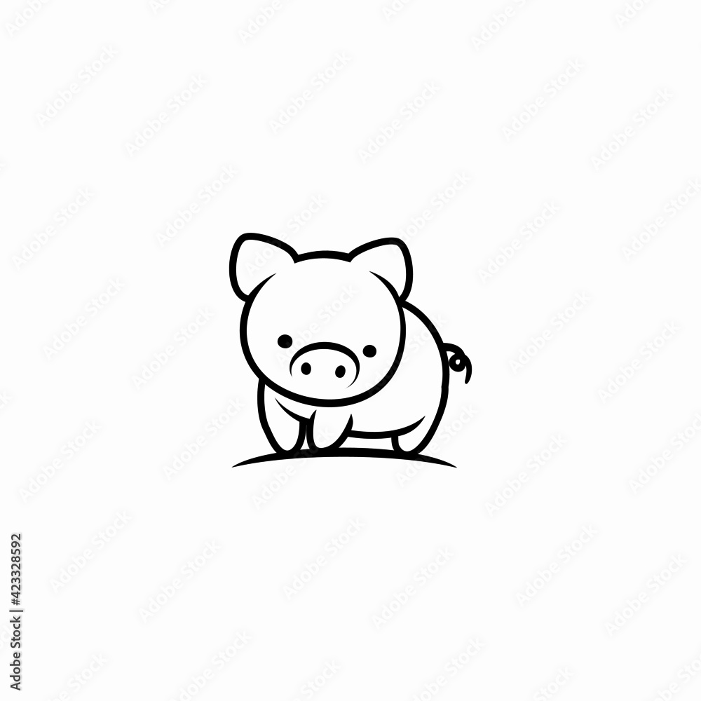 simple pig head icon logo in cartoon style, isolated on white ...