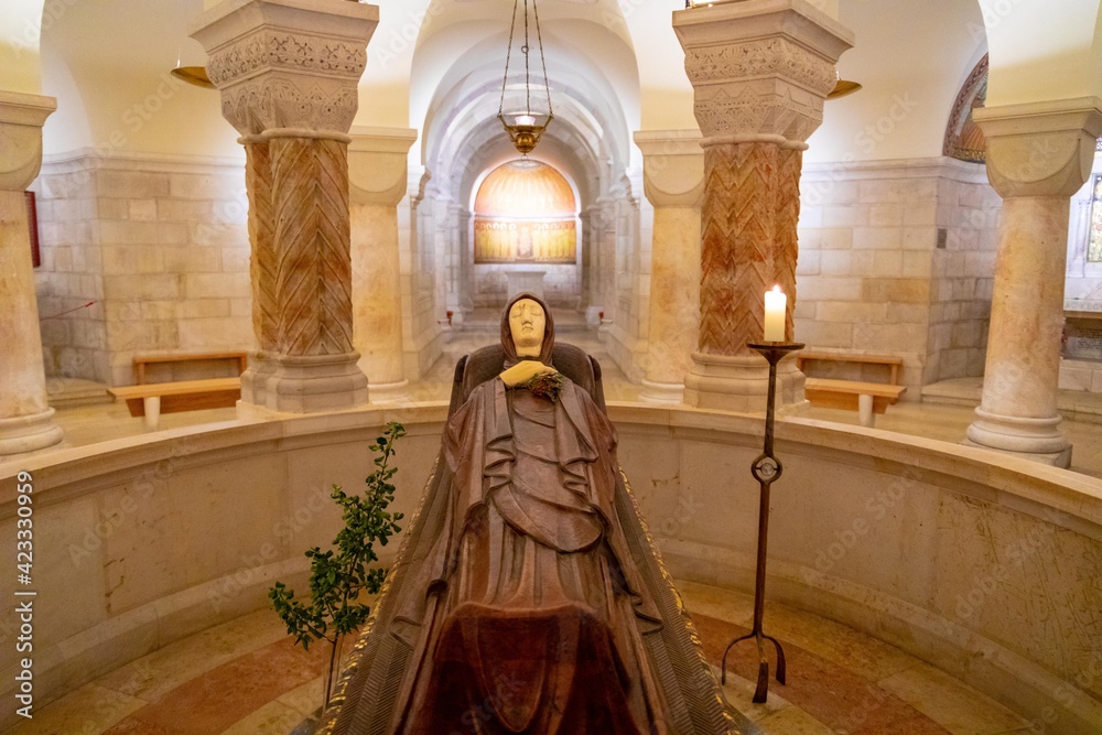 Life-size statue of Mary in death made of cherry wood and ivory inside ...