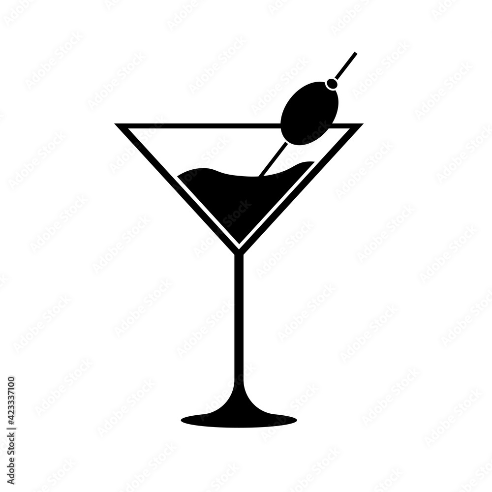 Martini Glass Icon Flat Design Silhouette Illustration Stock Illustration Adobe Stock