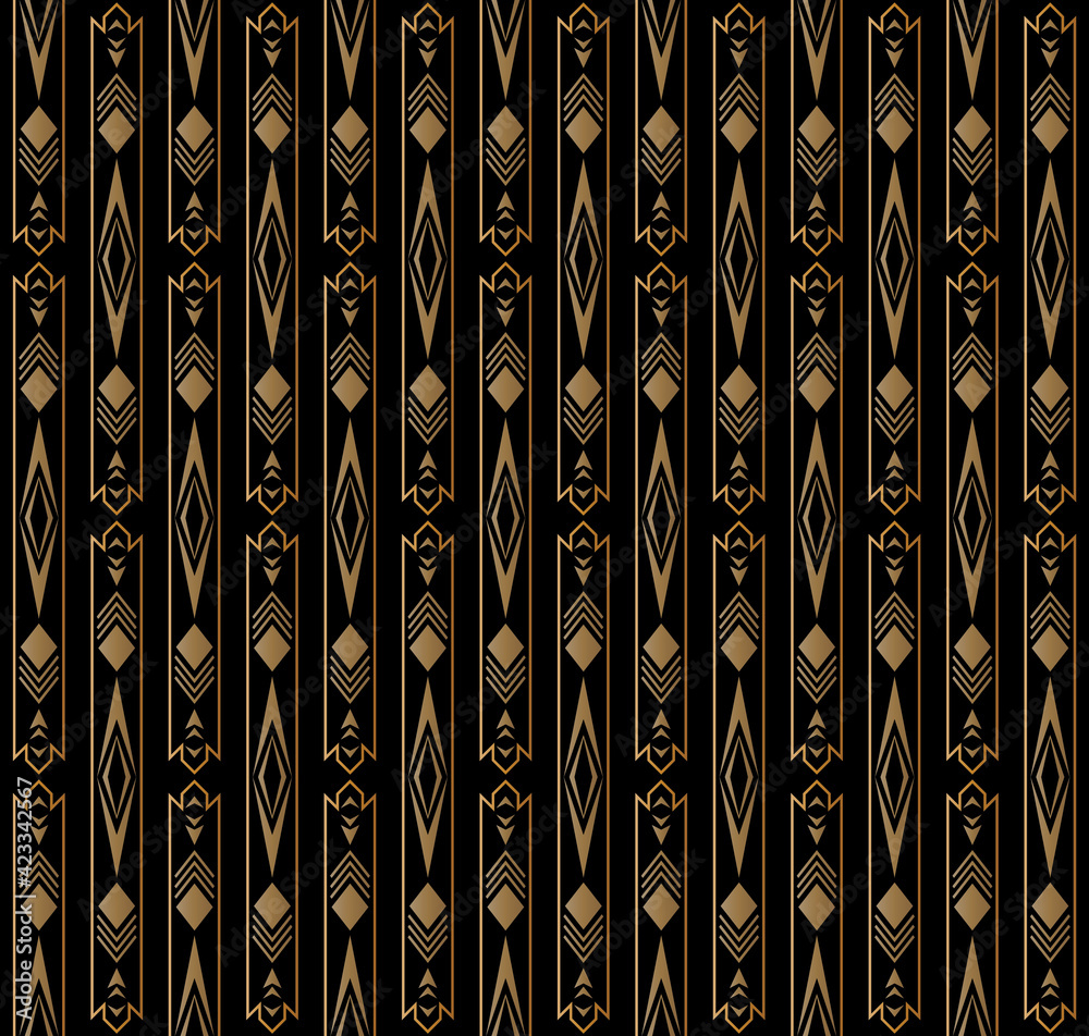 Abstract of traditional shield pattern. Design ethnic gold on black ...