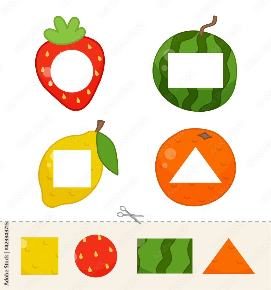 Education paper game for preshool children. We study geometric shapes ...