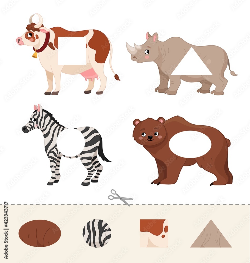 Education paper game for preshool children. We study geometric shapes ...