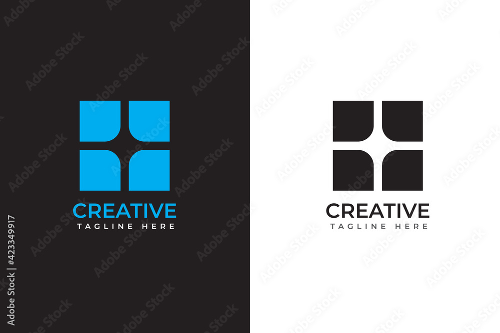 square logo, blue and monochromatic color. Abstract logos, design ...