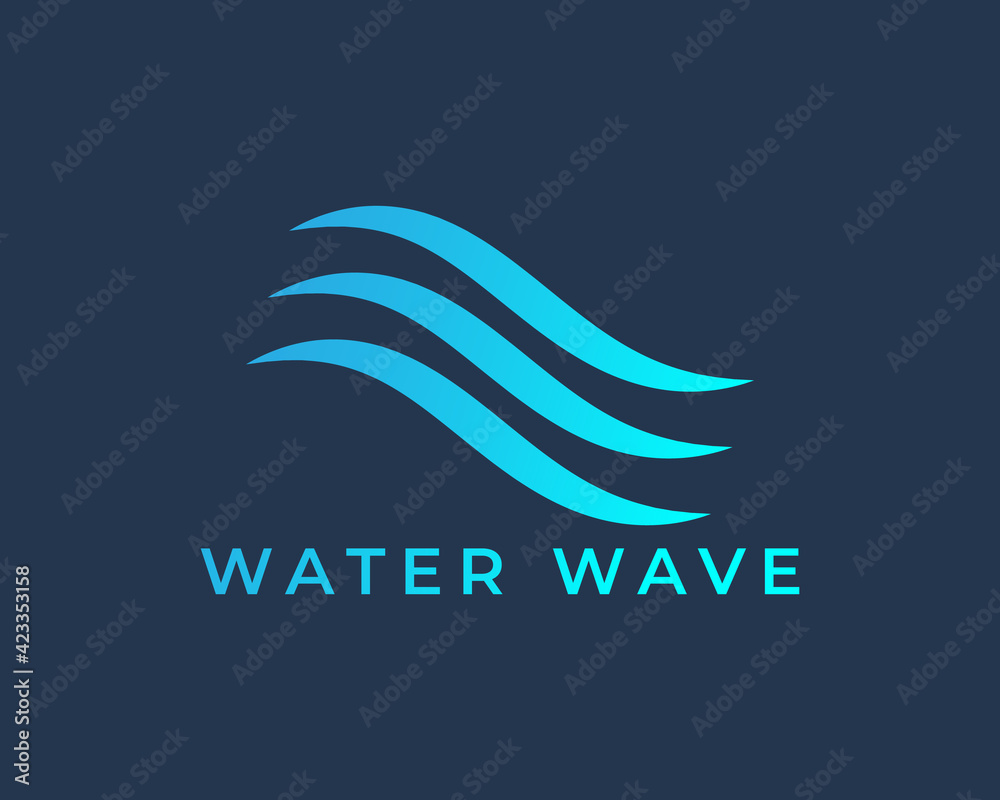 Simple Wave Logo isolated on Blue Background. Usable for Business and ...