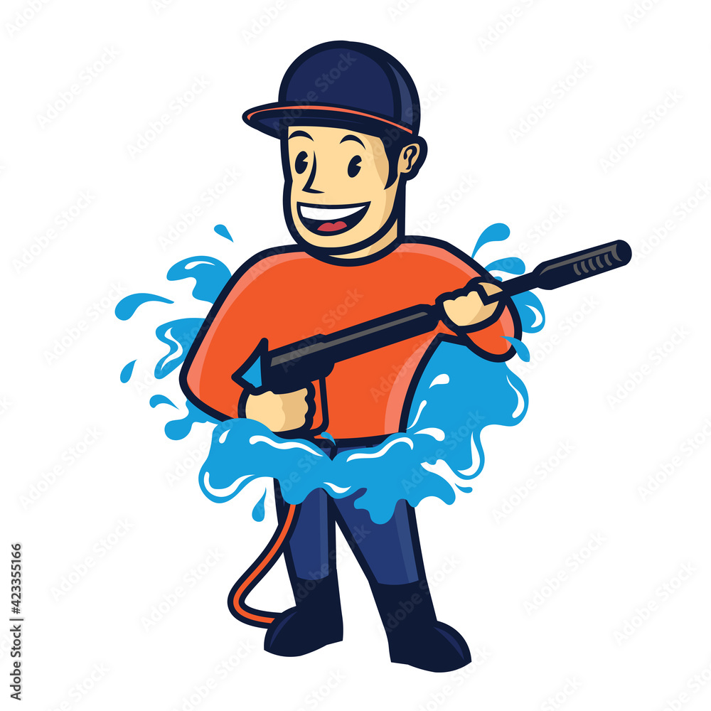 Washerman vector illustration logo perfect for cleaning service and car ...
