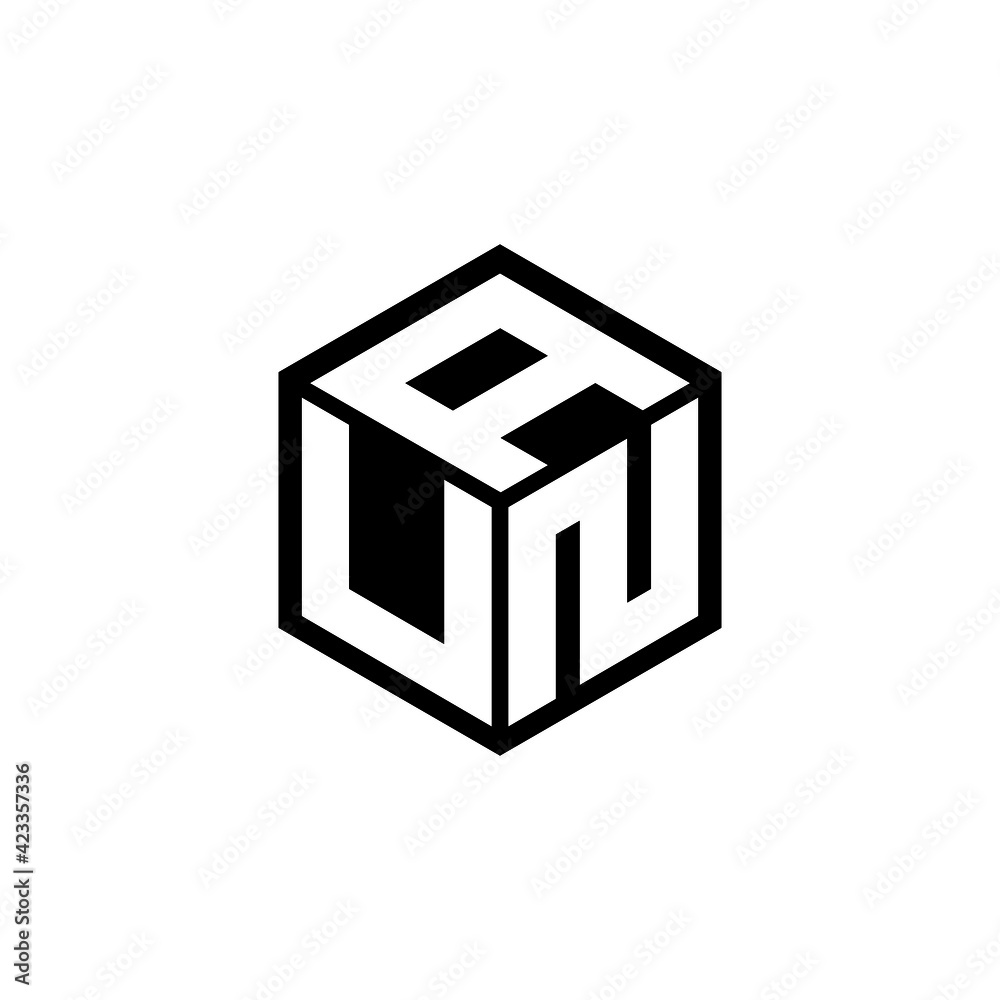 UNA letter logo design with white background in illustrator, cube logo ...