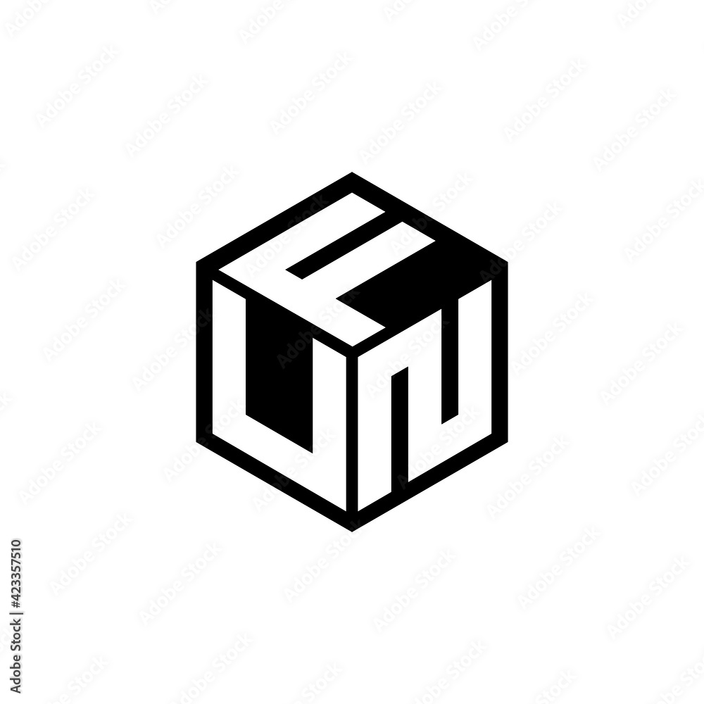 UNF letter logo design with white background in illustrator, cube logo ...