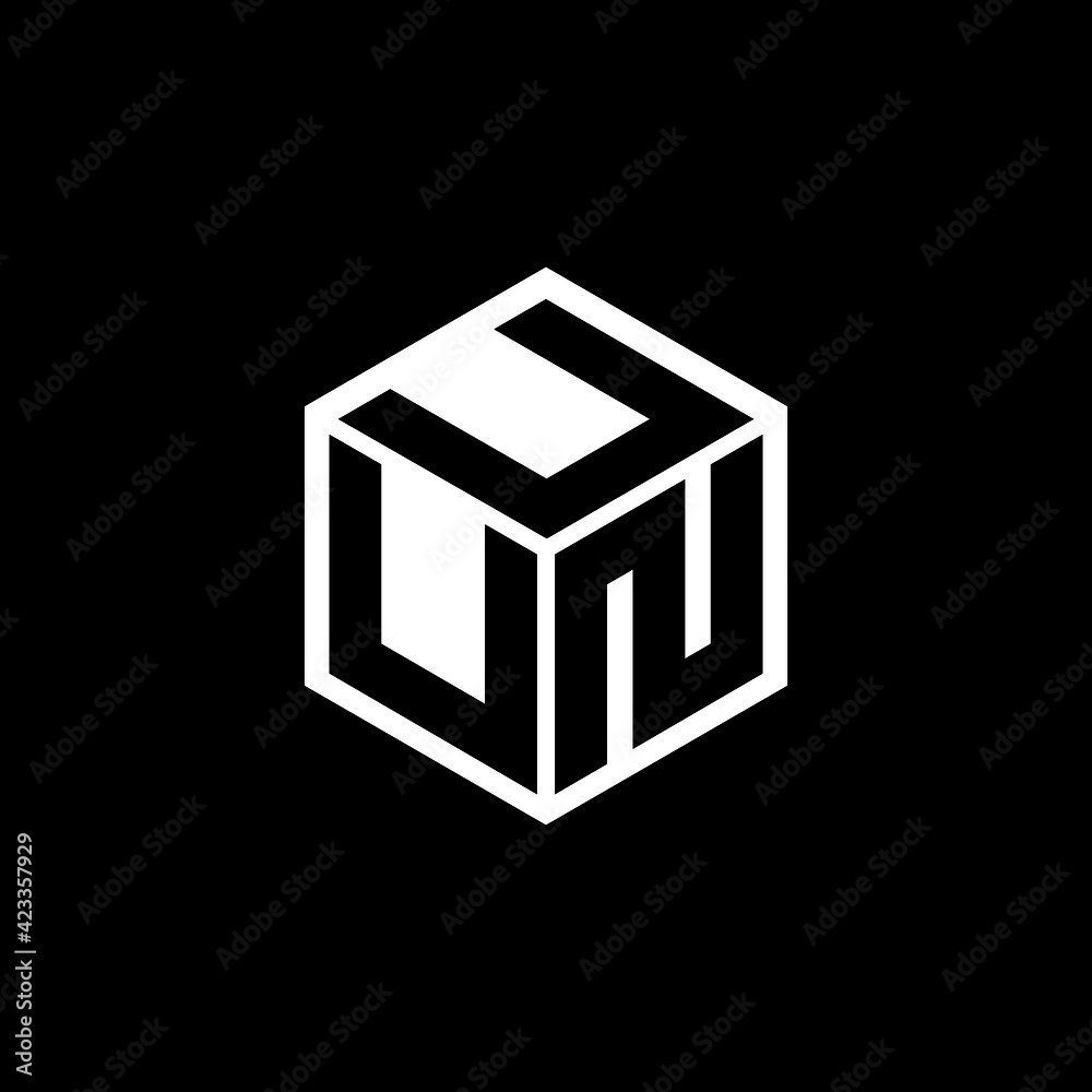 UNU letter logo design with black background in illustrator, cube logo ...