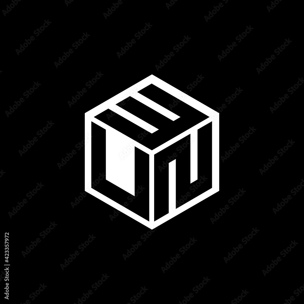 UNW letter logo design with black background in illustrator, cube logo ...