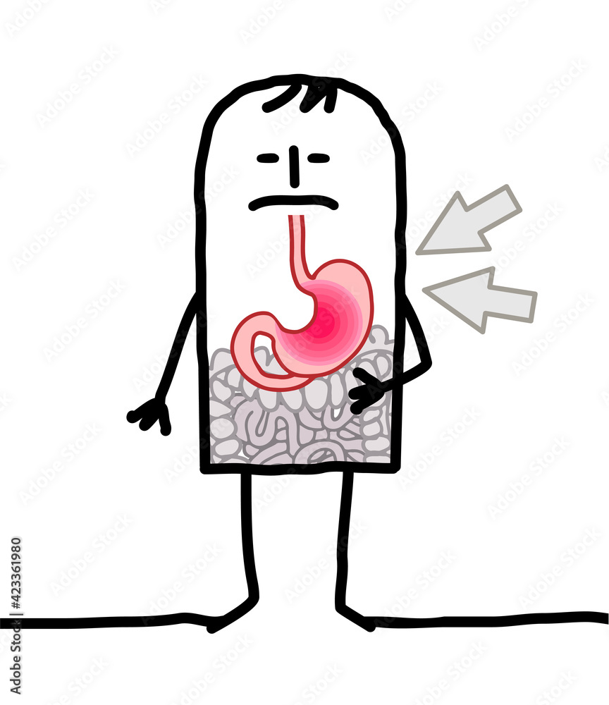 Cartoon Man suffering because of Gastric problems Stock Vector | Adobe ...