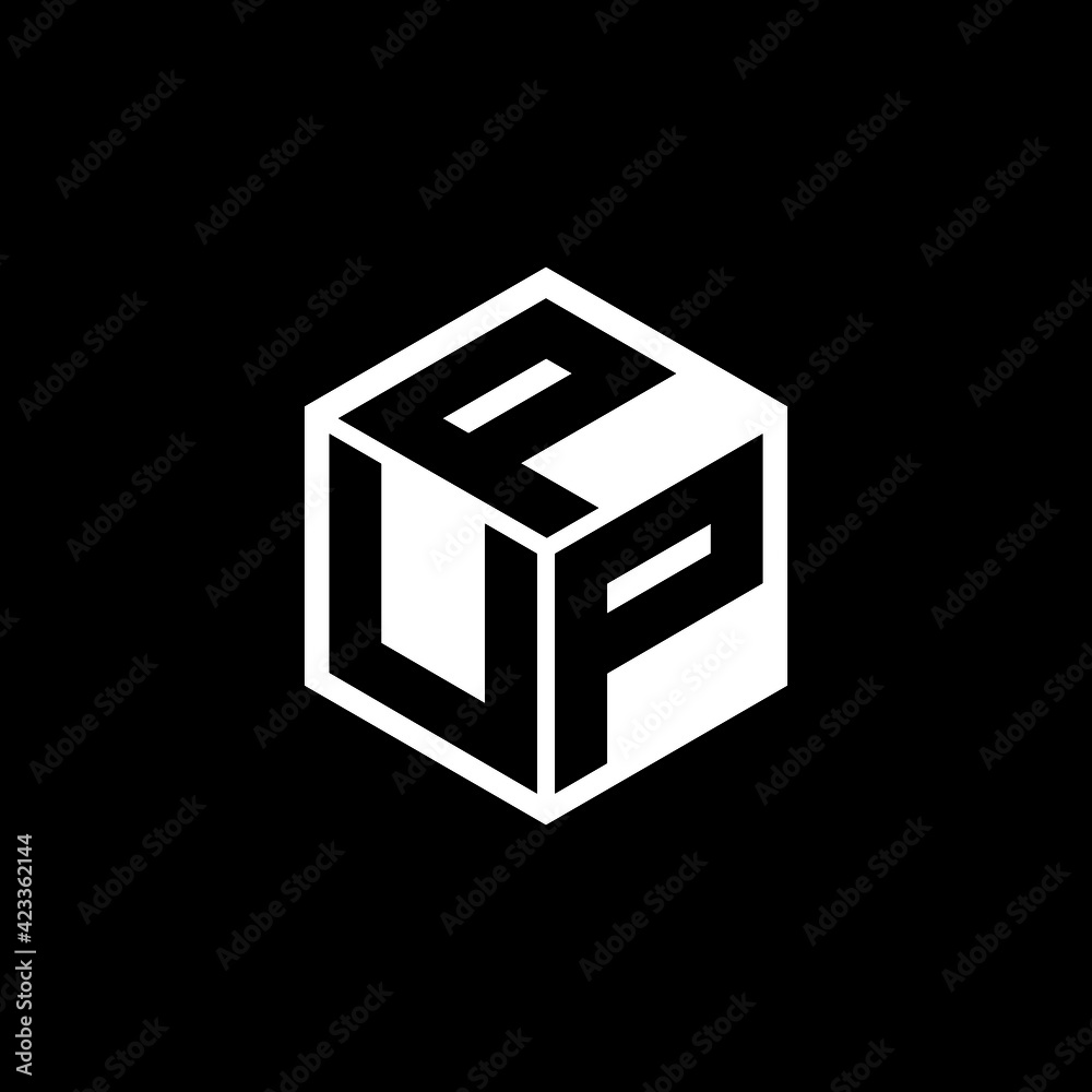 UPP letter logo design with black background in illustrator, cube logo ...