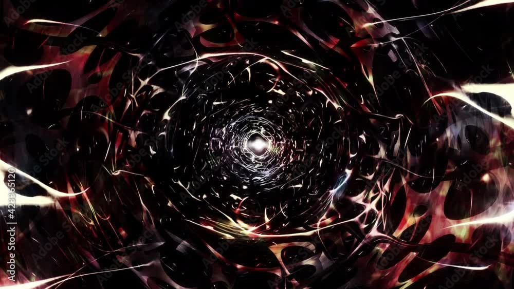 Abstract alien nest cave tunnel with burst flame energy light effect ...