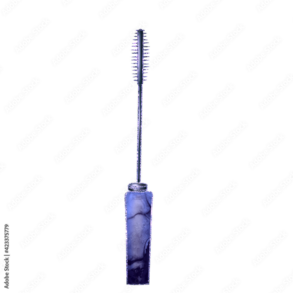 Stylish marbling black and blue realistick mascara drawing. Hand drawn ...