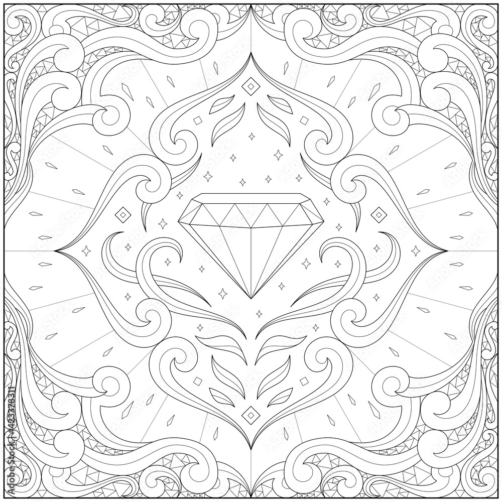 Amazing abstract emerald gemstone with artistic border. Learning and ...