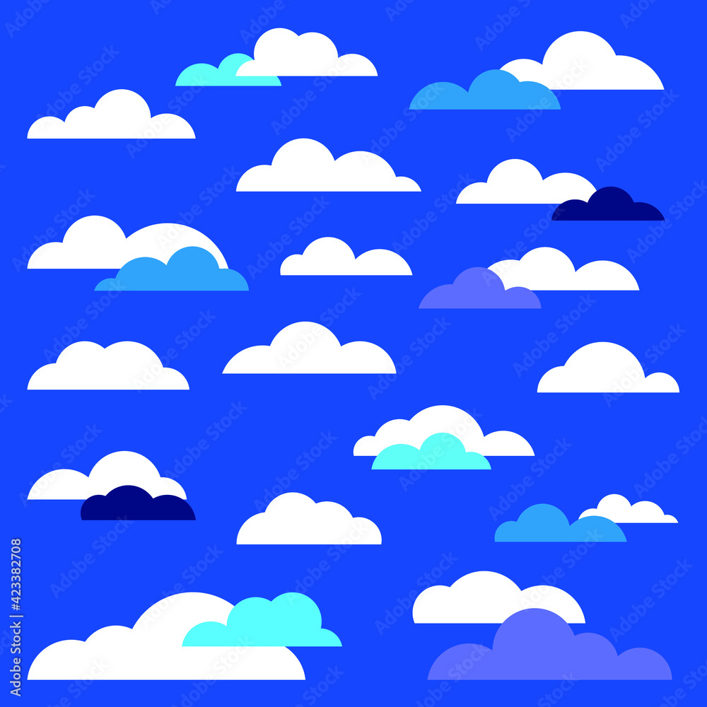 Collection of vector clouds. Set of isolated Cloud Icons in trendy flat ...
