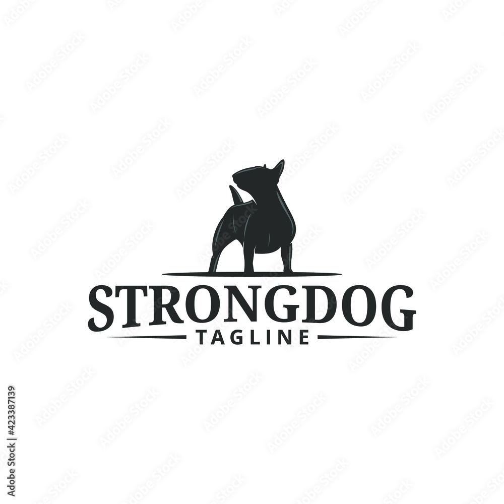 Strong dog logo design - a silhouette of bull terrier vector Stock ...