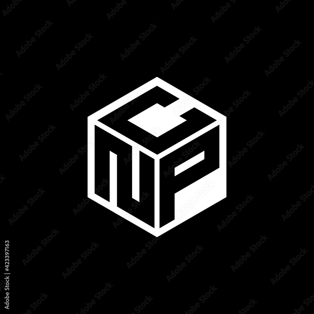 NPC letter logo design with black background in illustrator, cube logo ...