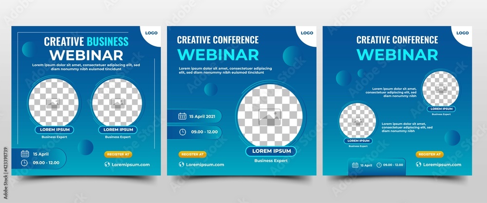 Collection of Webinar social media post. Modern banner with gradient ...