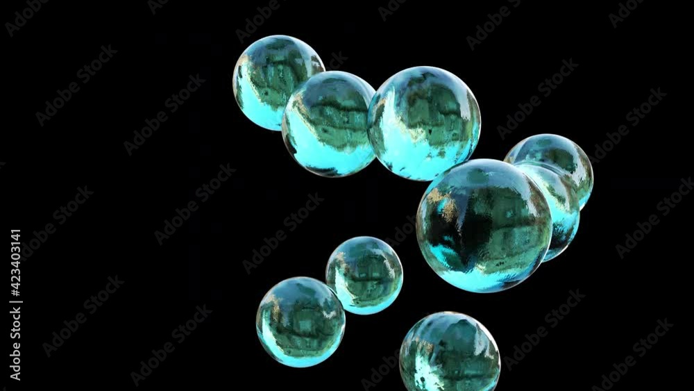 Video „Realistic water drops with reflection on black background ...