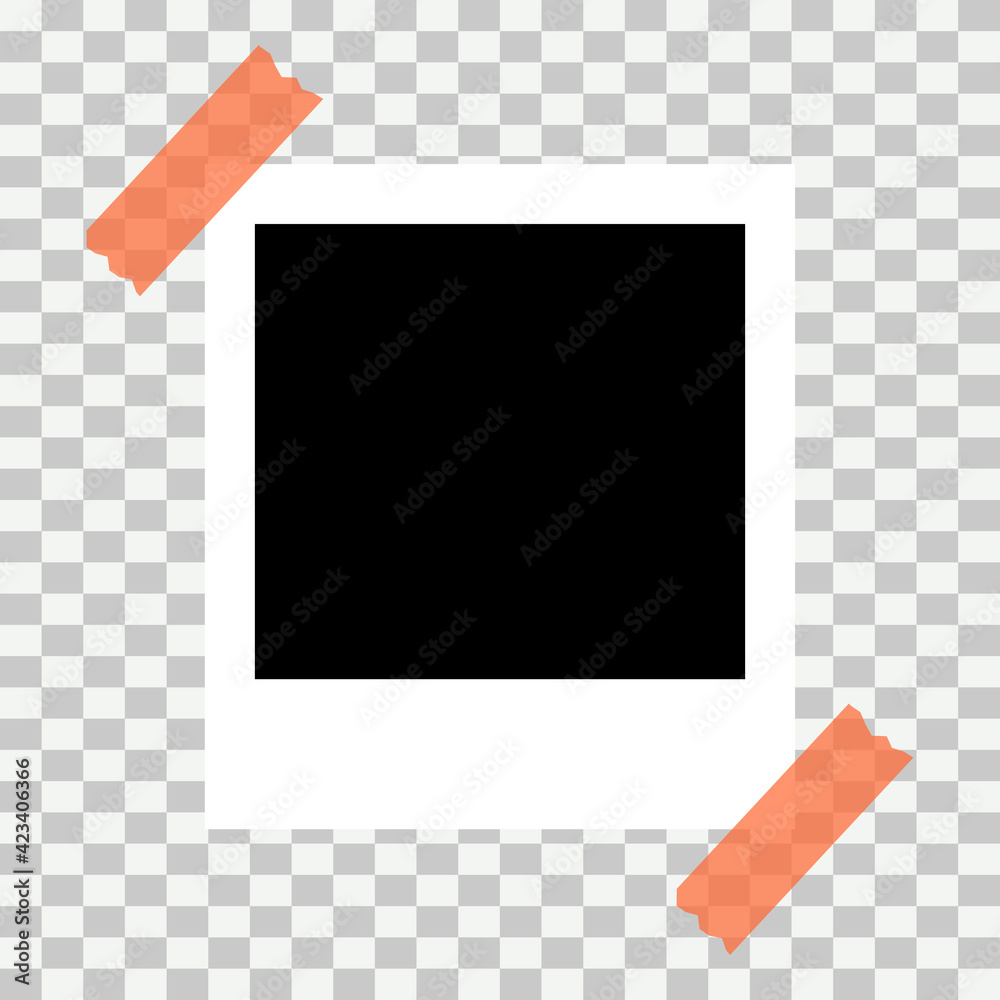 Old photo empty frame isolated on transparent background. Blank instant ...