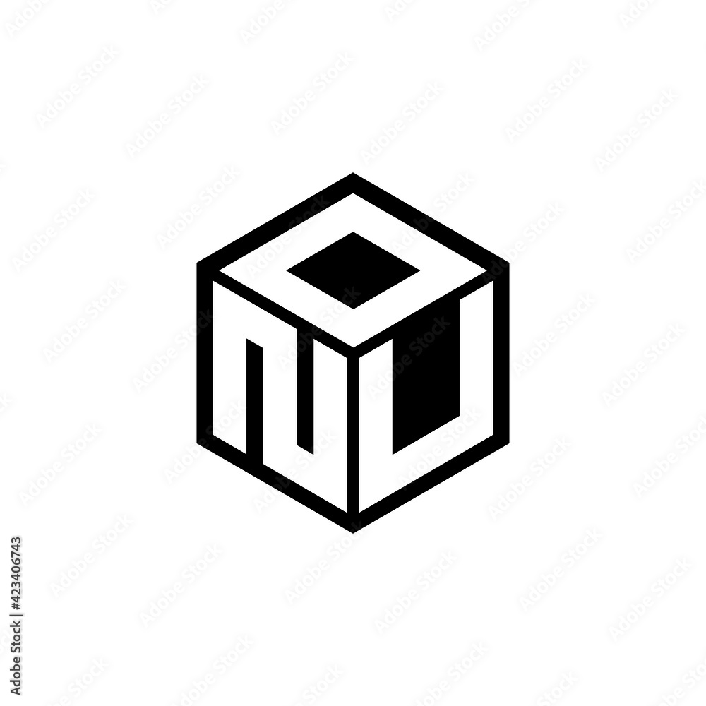 NUD letter logo design with white background in illustrator, cube logo ...