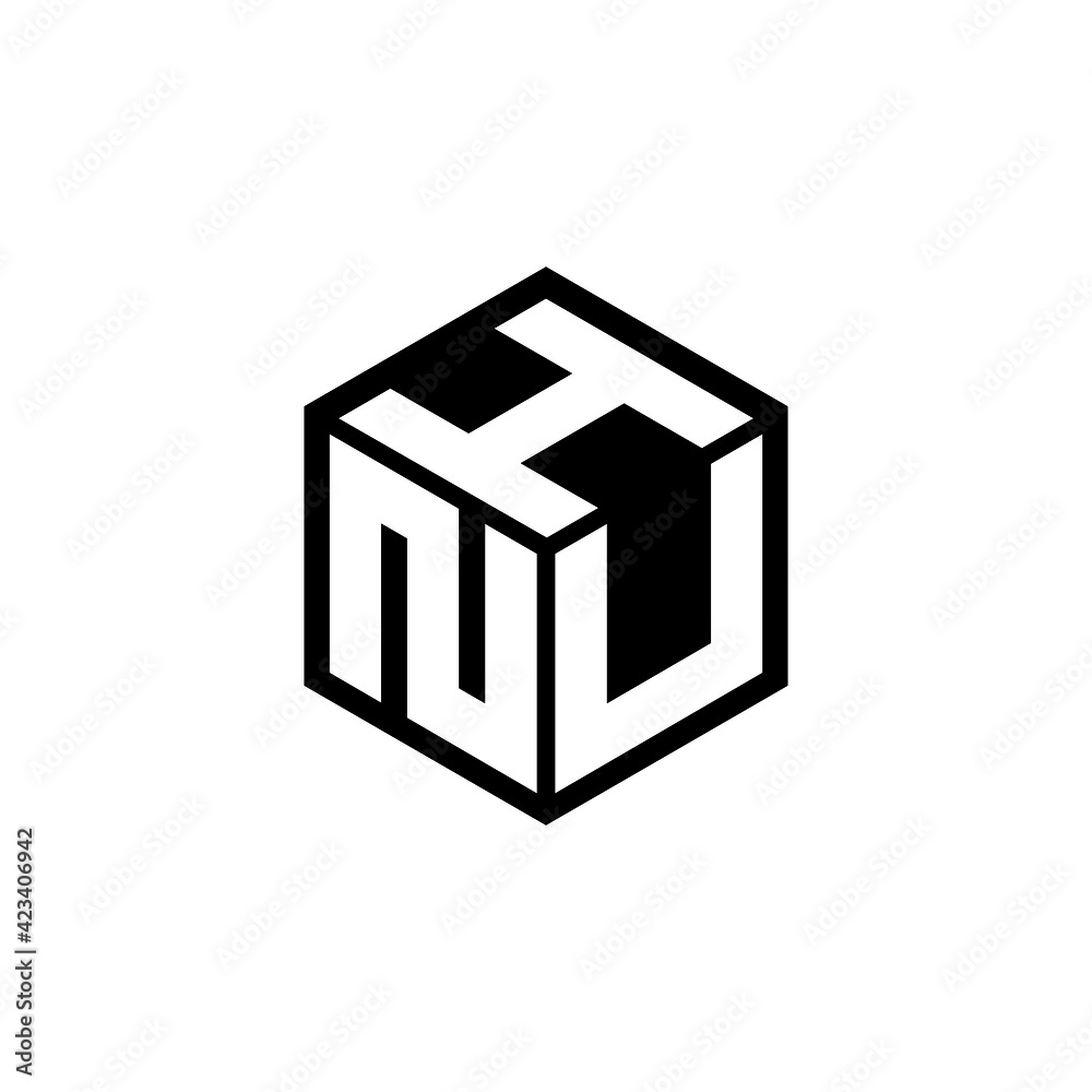 NUH letter logo design with white background in illustrator, cube logo ...