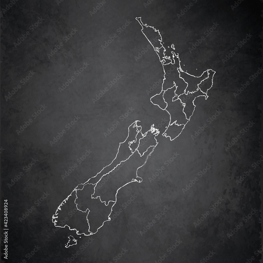 New Zealand map, administrative division separates regions and names ...