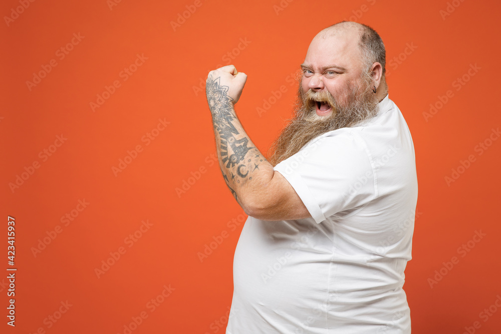 Fat excited pudge obese chubby overweight tattooed blue-eyed bearded ...
