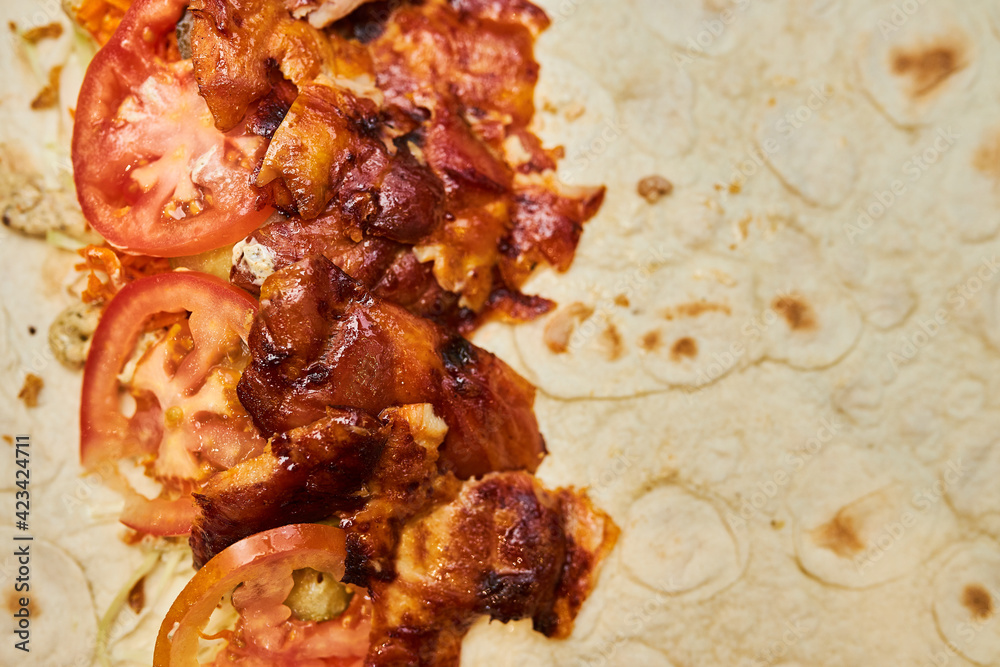 the cook prepares shawarma. a step-by-step recipe for making shawarma ...