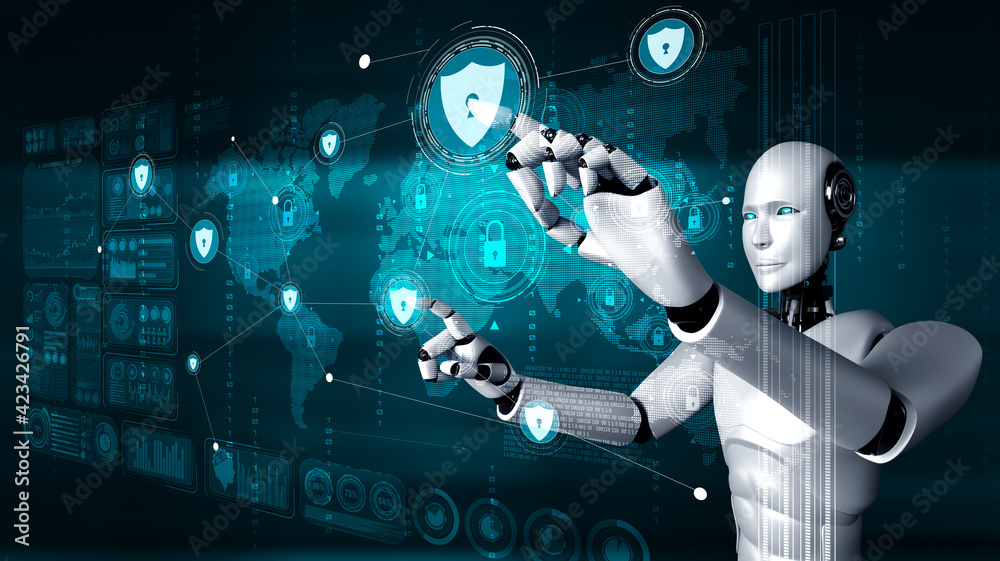 AI robot using cyber security to protect information privacy ...