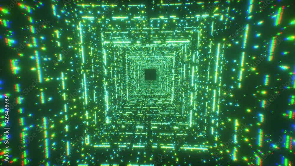 Digital technology tunnel. 3D Big Data Digital square corridor with ...