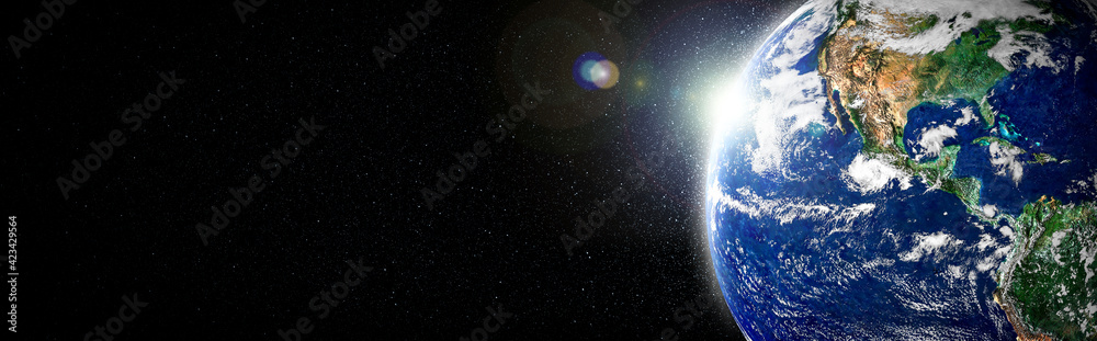 Planet earth globe view from space showing realistic earth surface and ...