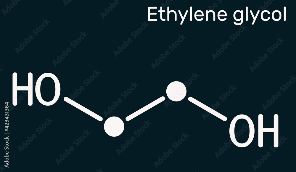 Ethylene glycol, diol molecule. It is used for manufacture of polyester ...