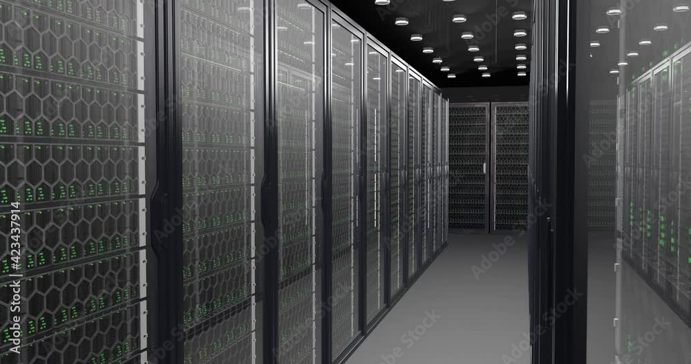 Vídeo do Stock: Server room in modern data center. Cloud computing data storage 3d rendering ...