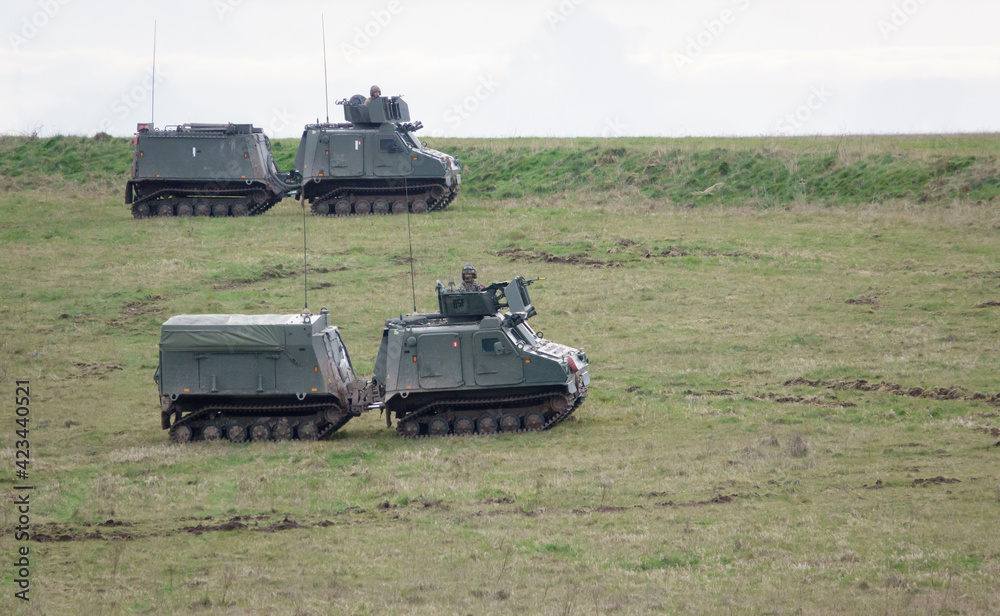 British Army BvS10 Viking tracked tanks amphibious armored personnel ...