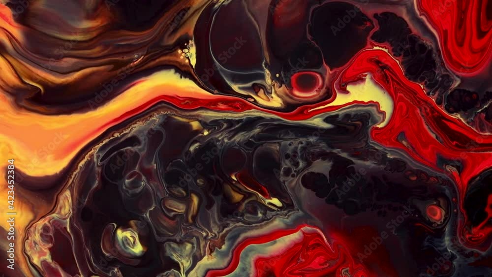 Fluid art painting video, modern acrylic texture with colorful waves ...