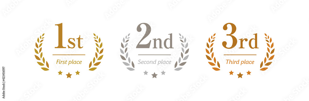 Gold, silver and bronze number1,number2,number3 ranking icon set , 1st ...