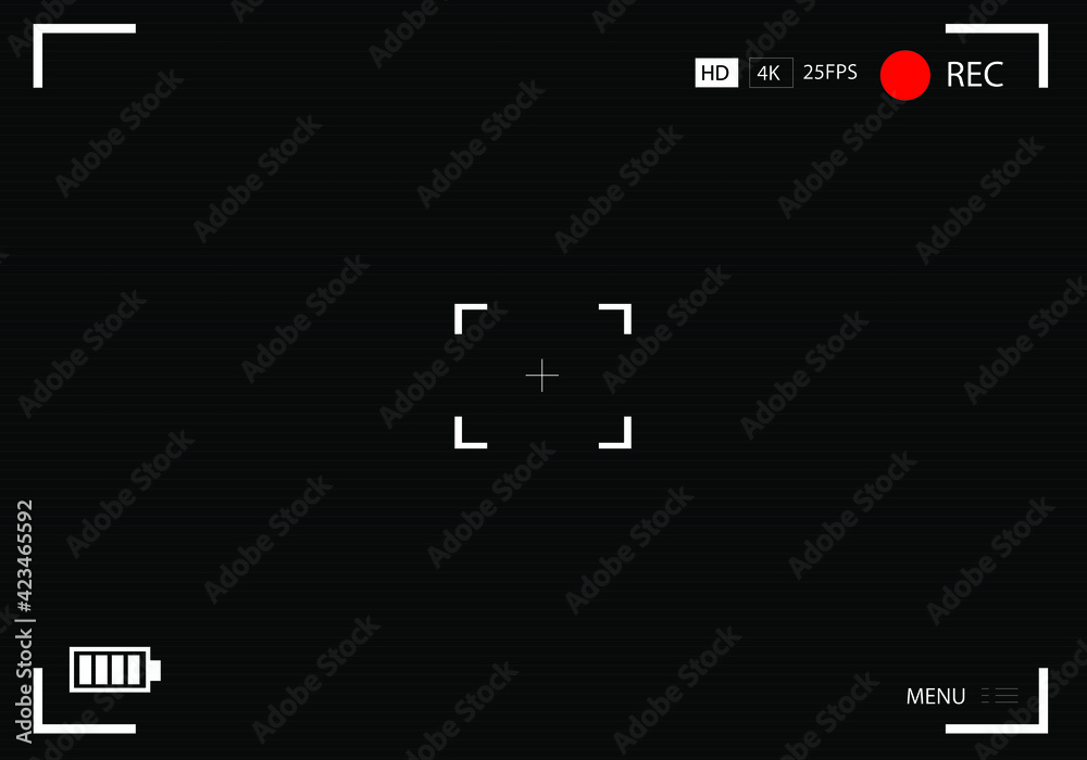 Camera frame viewfinder vector screen of video recorder digital display ...