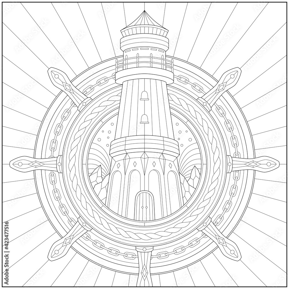 Ship Wheel Coloring Page