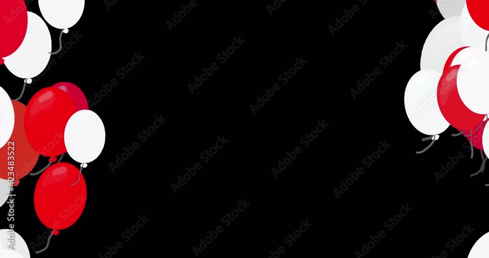 Vidéo Stock Minimalistic video overlay with balloons in red, pink and ...