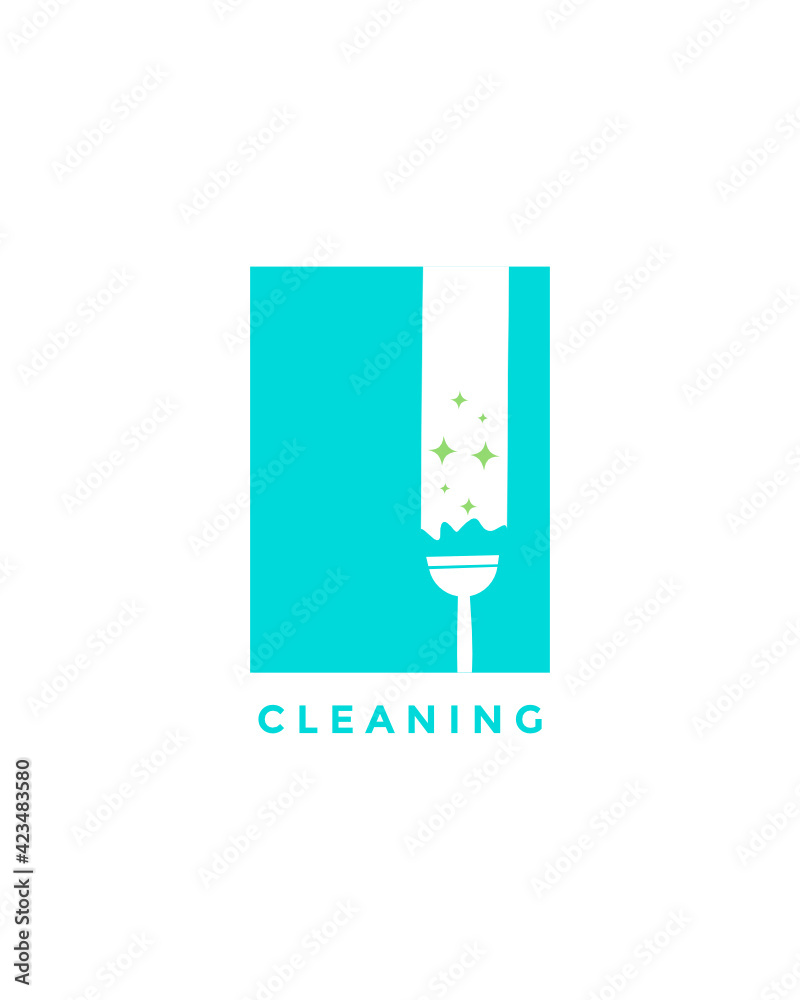 Vertical commercial cleaning service logo. Vector logo. Stock Vector ...
