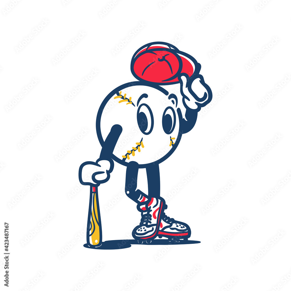 Baseball Character Player Cartoon Vector Stock Vector | Adobe Stock