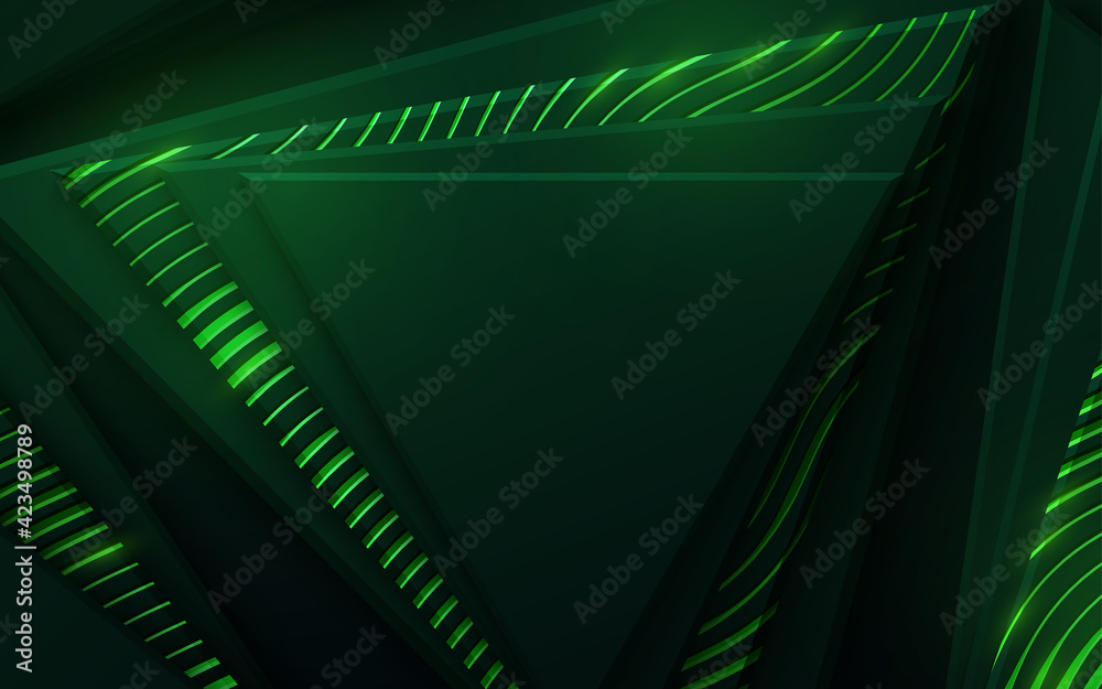 Abstract 3d background with green paper layers. Vector geometric ...
