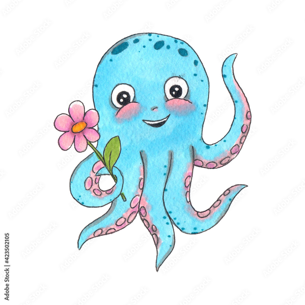 Hand drawn watercolor illustration. Clipart for children design. Cute ...