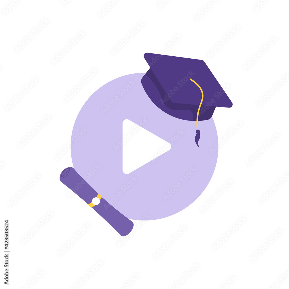 an icon concept about online graduation or virtual graduation ...